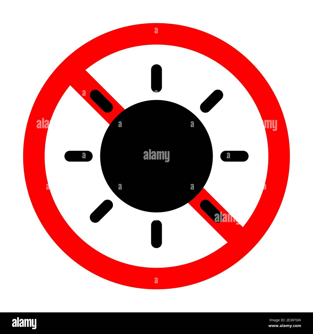 Stop or ban red round sign with sun icon. Vector illustration ...