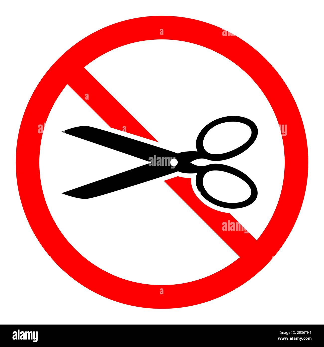 Stop or ban red round sign with scissors icon. Vector illustration ...