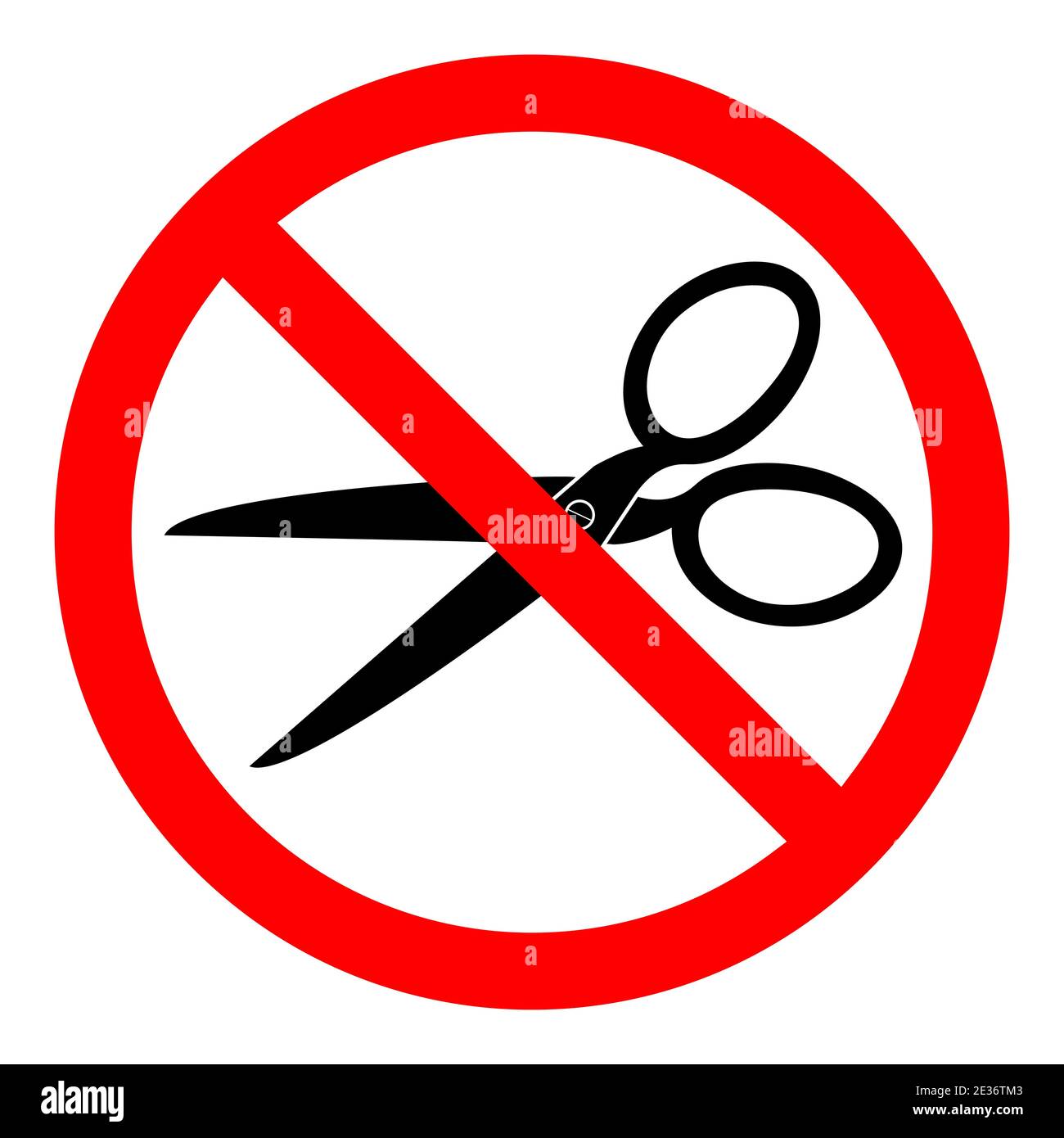 Stop or ban red round sign with scissors icon. Vector illustration ...