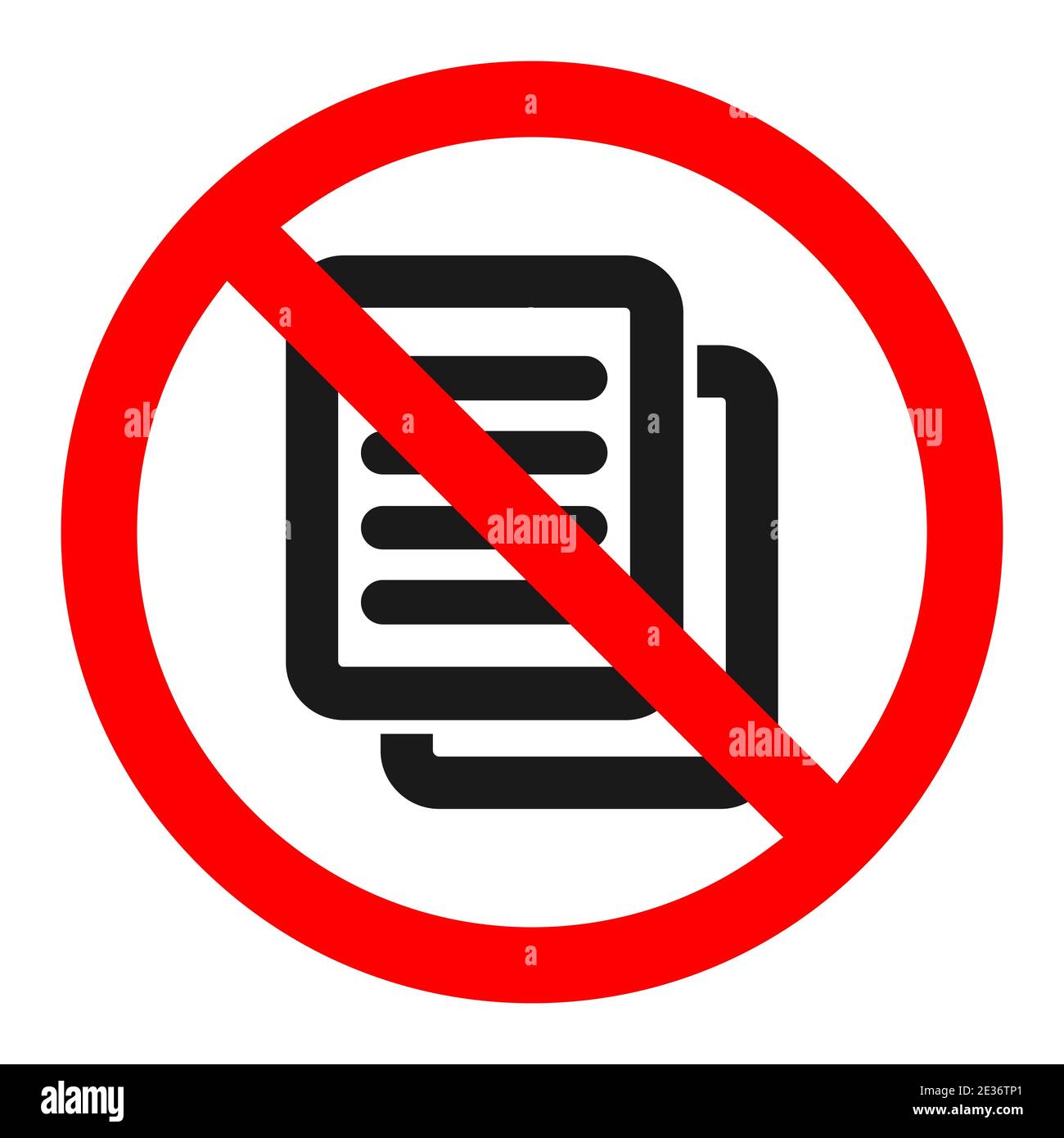 Stop or ban red round sign with document icon. Vector illustration ...