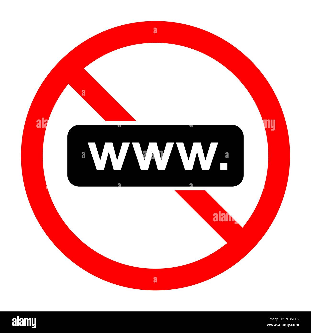 Internet connection ban icon. Internet is prohibited. Stop or ban red ...