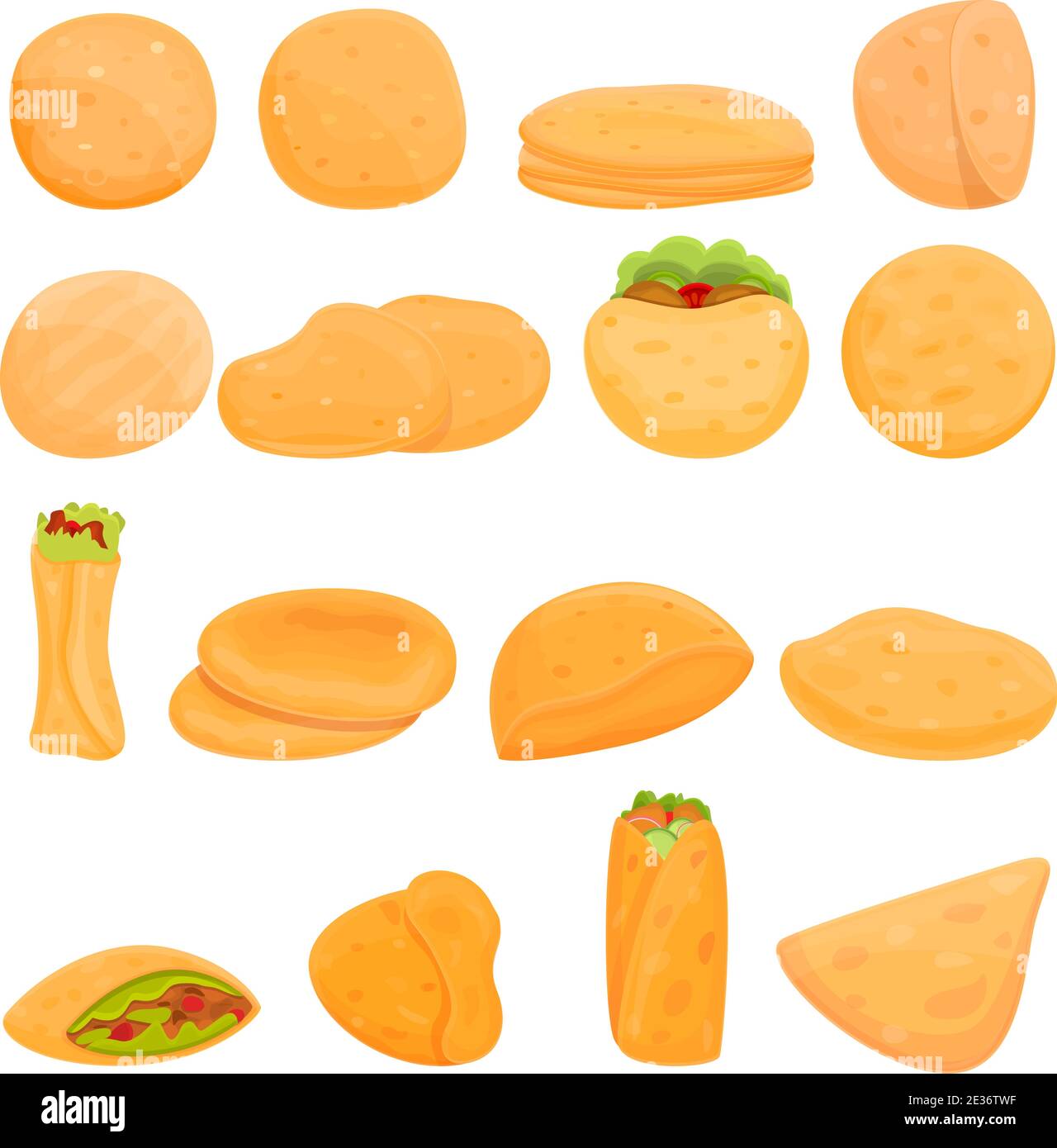 Pita bread icons set. Cartoon set of pita bread vector icons for web ...
