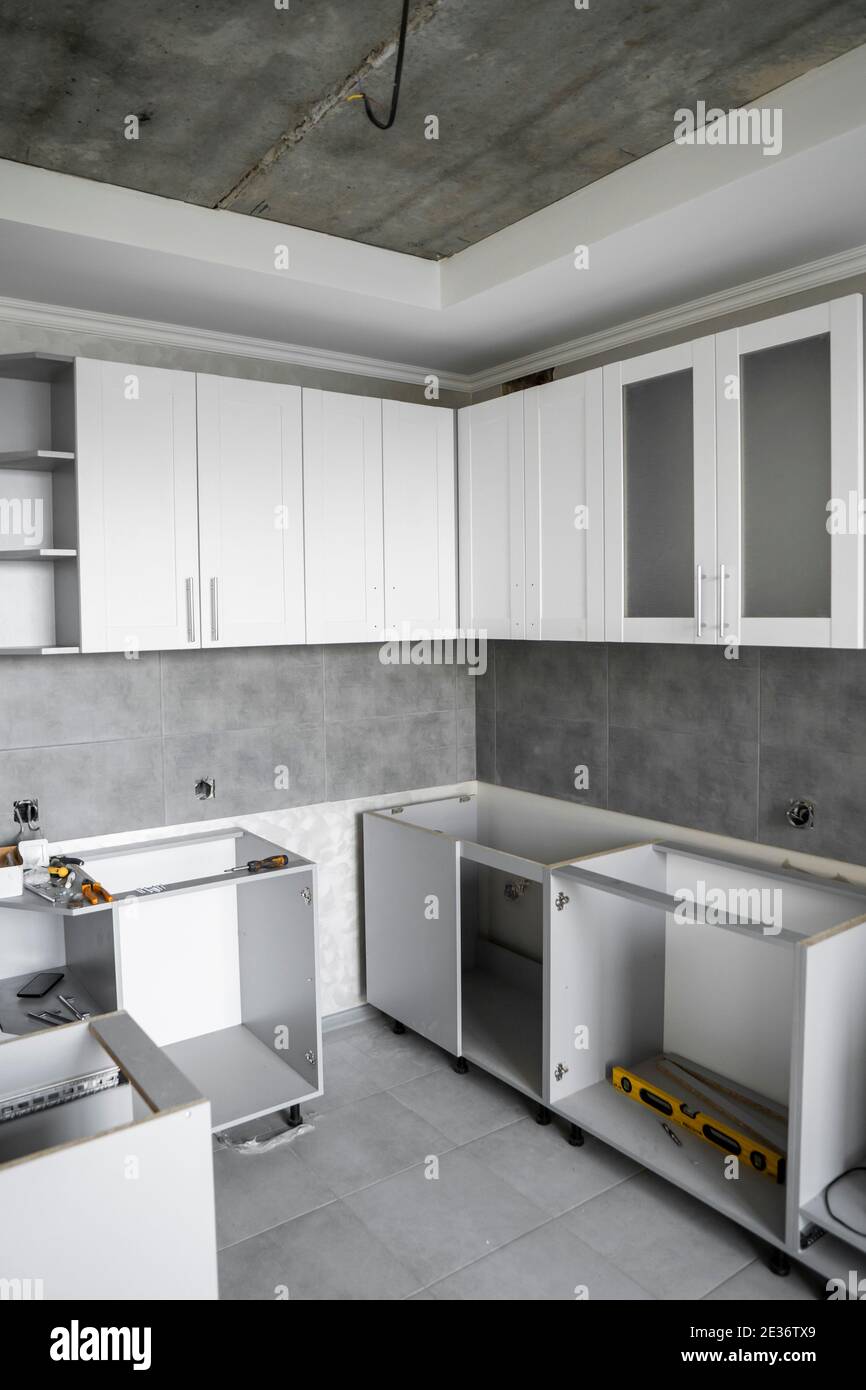 Installation custom kitchen cabinets hi-res stock photography and ...
