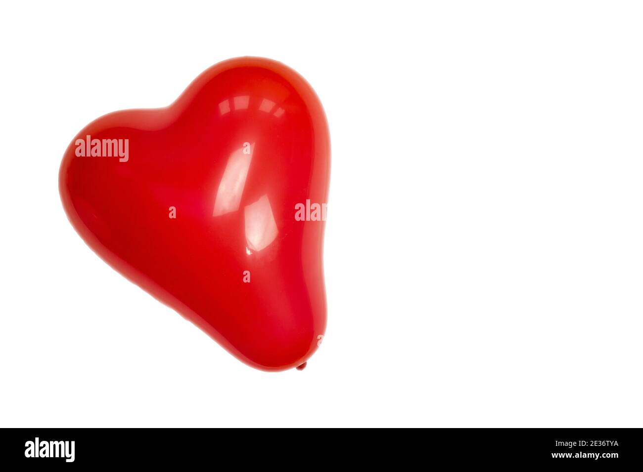 Single red heart balloon isolated on white background top view. for ...