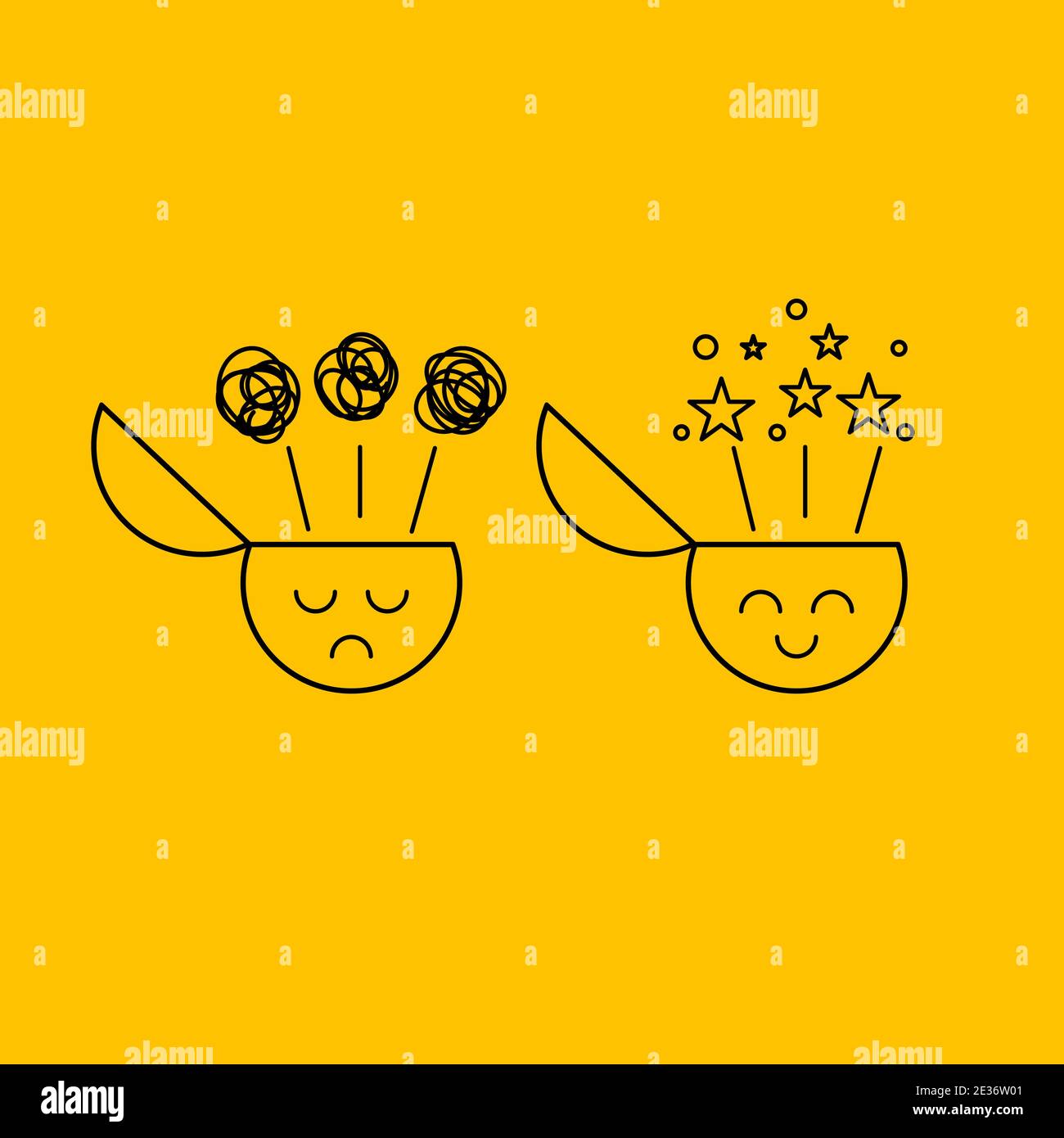 Joy and depression concept. Logo therapy. Psychologist icon. Change of ...