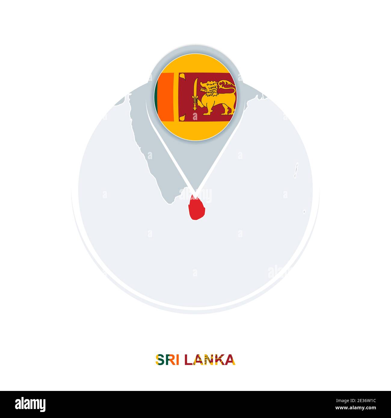 Sri Lanka map and flag, vector map icon with highlighted Sri Lanka ...