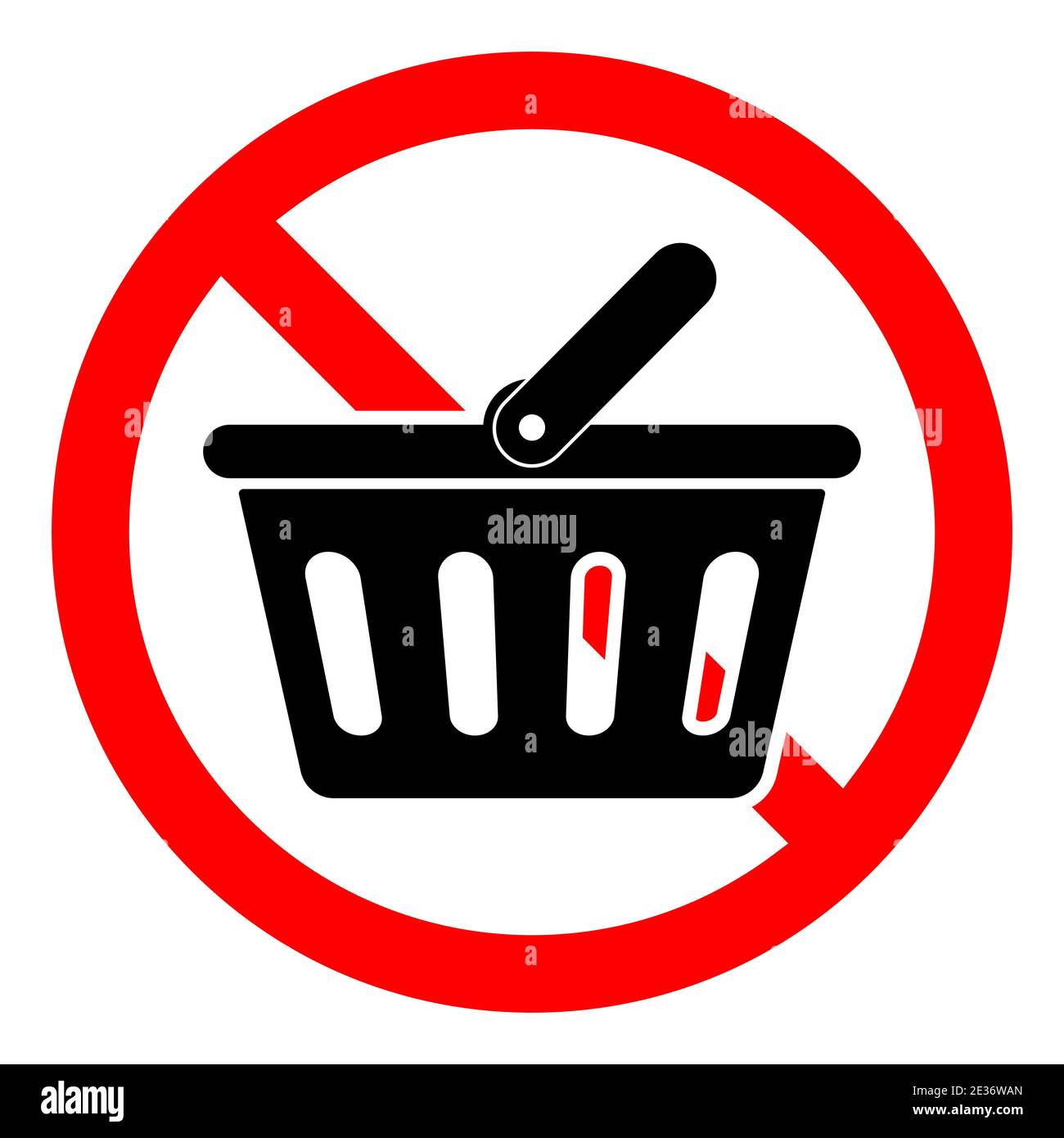 Shopping basket ban icon. Shopping basket is prohibited. Stop or ban ...