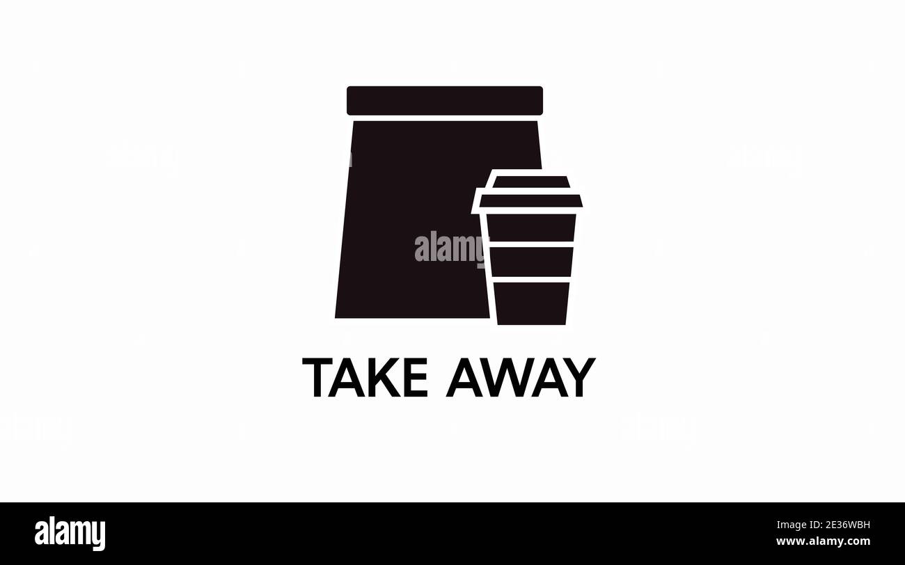 Vector Isolated Black and White Take Away Coffee Icon or Sign Stock ...