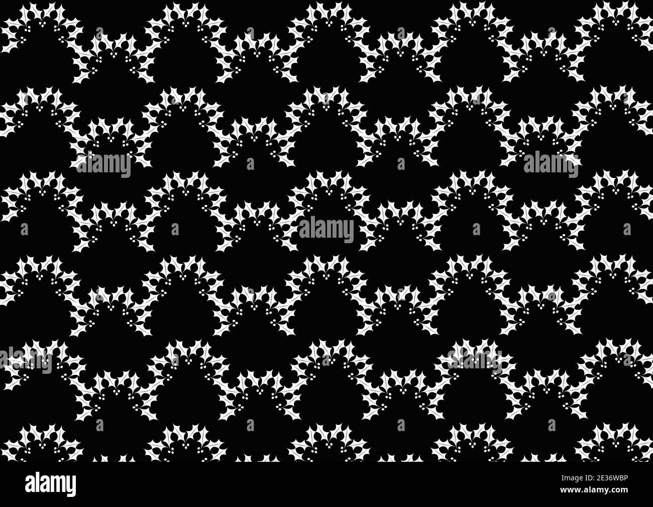 Seamless mistletoe pattern wallpaper in black color background for ...