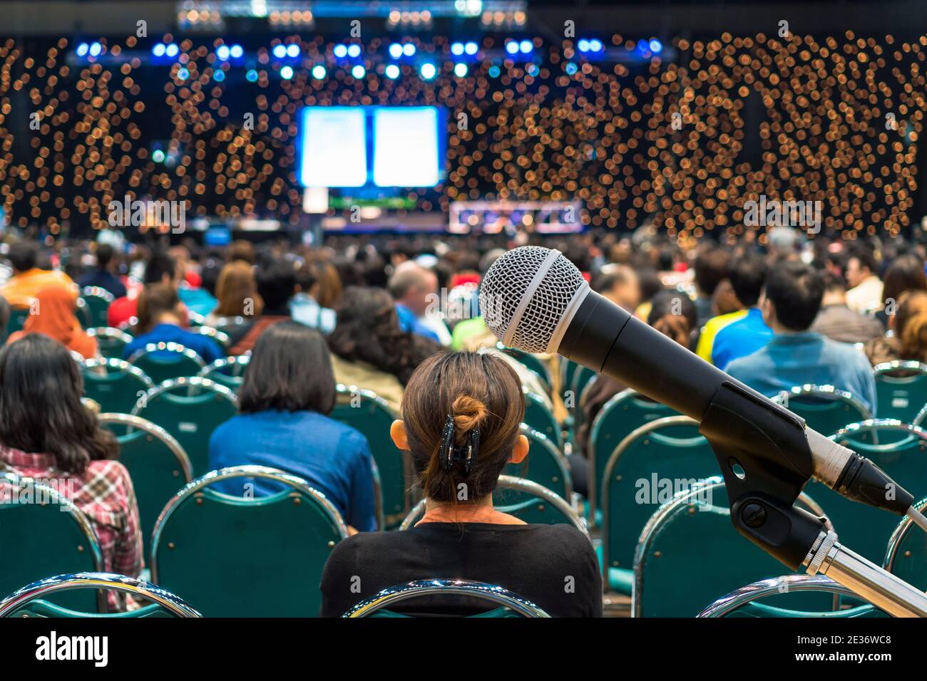 Microphone On Stage With Audience
