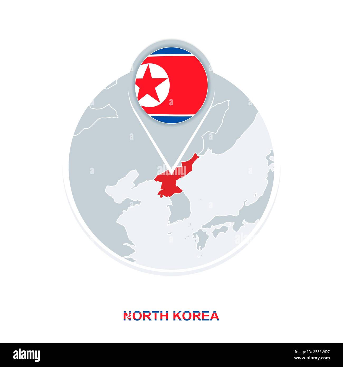 North Korea map and flag, vector map icon with highlighted North Korea Stock Vector Image & Art ...