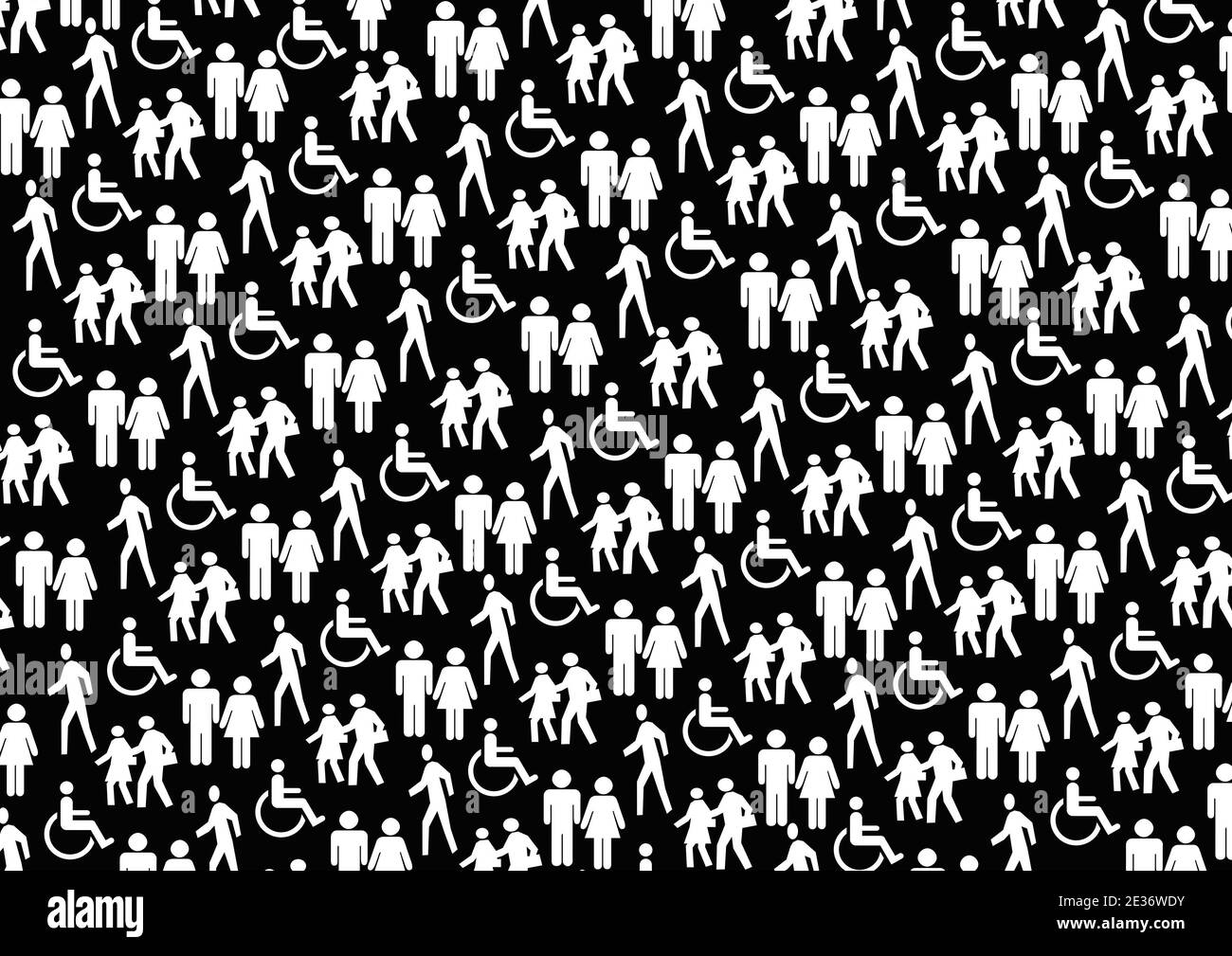 Seamless people pattern wallpaper in black color background Stock Photo ...