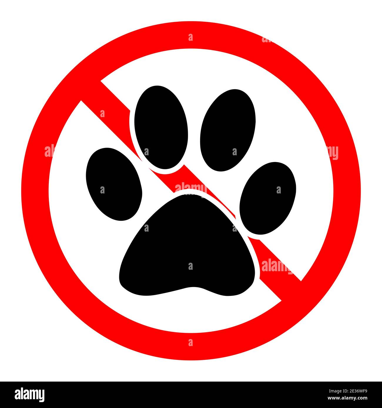 Animal footprint is prohibited. Stop or ban red round sign with animal ...