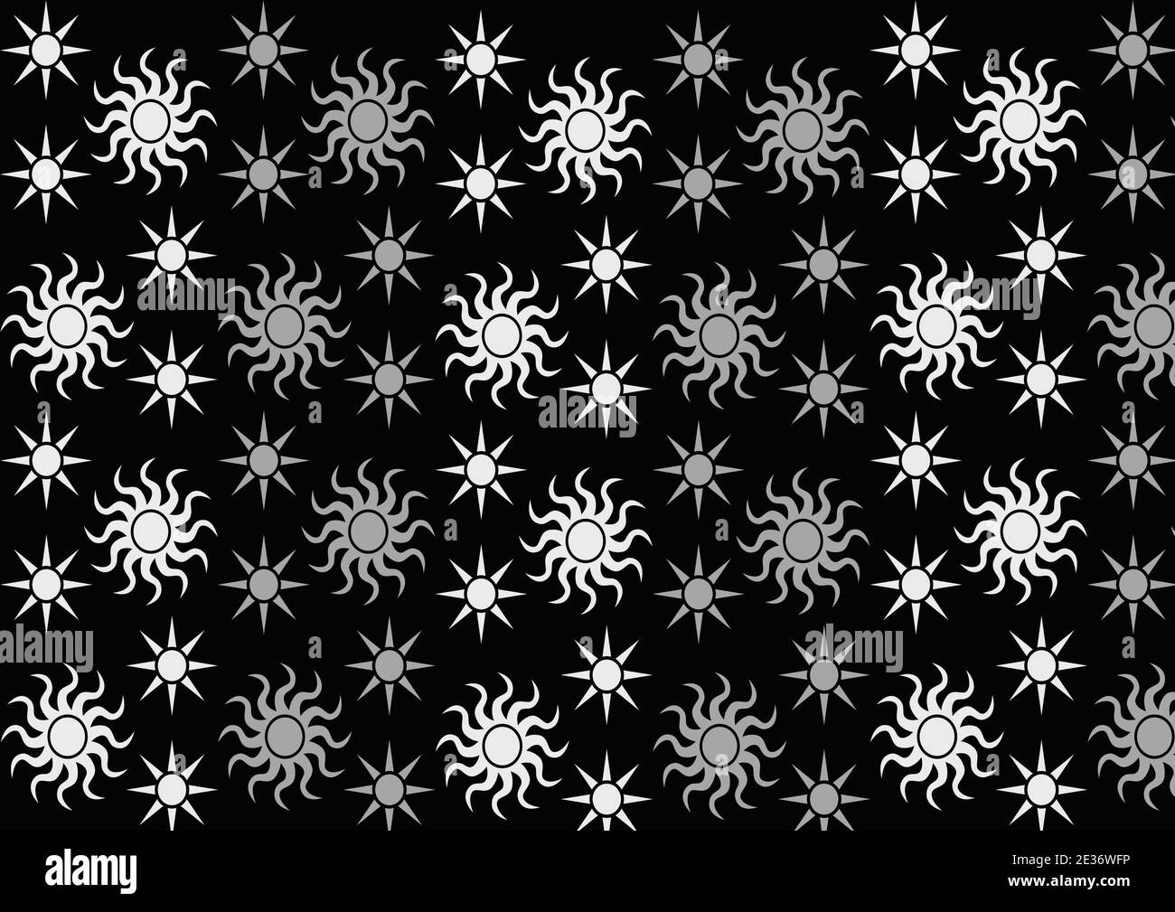 Seamless sun pattern wallpaper in black color background Stock Photo ...