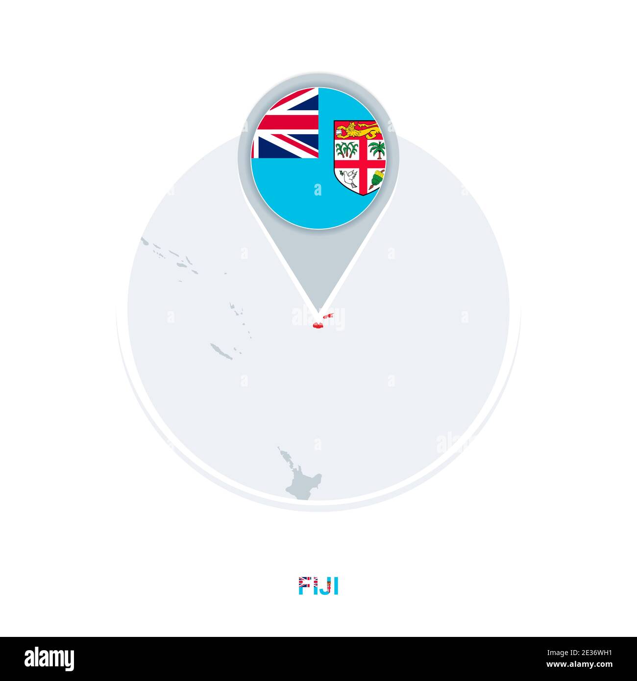 Fiji map and flag, vector map icon with highlighted Fiji Stock Vector ...