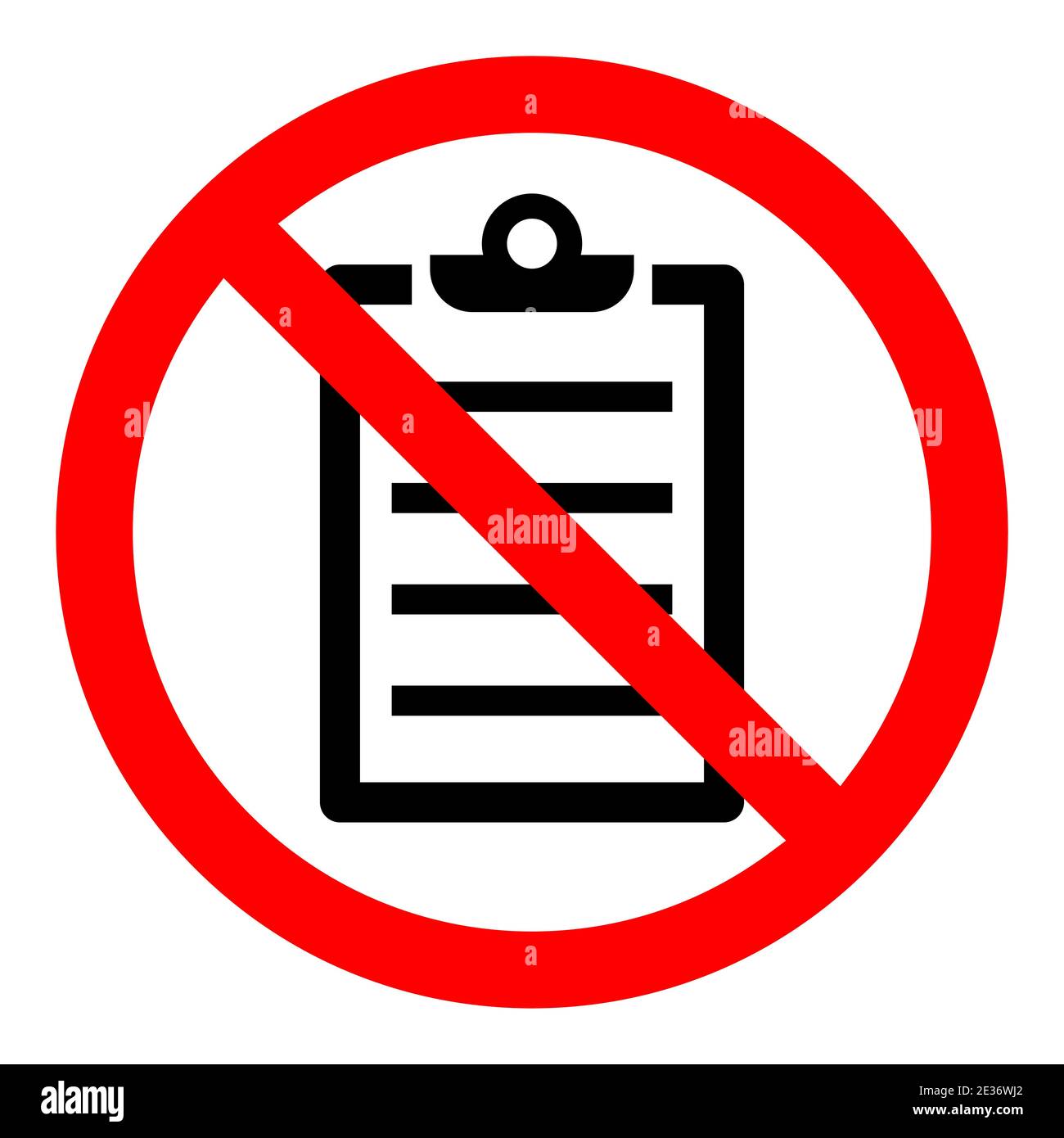 Stop or ban red round sign with document icon. Vector illustration ...