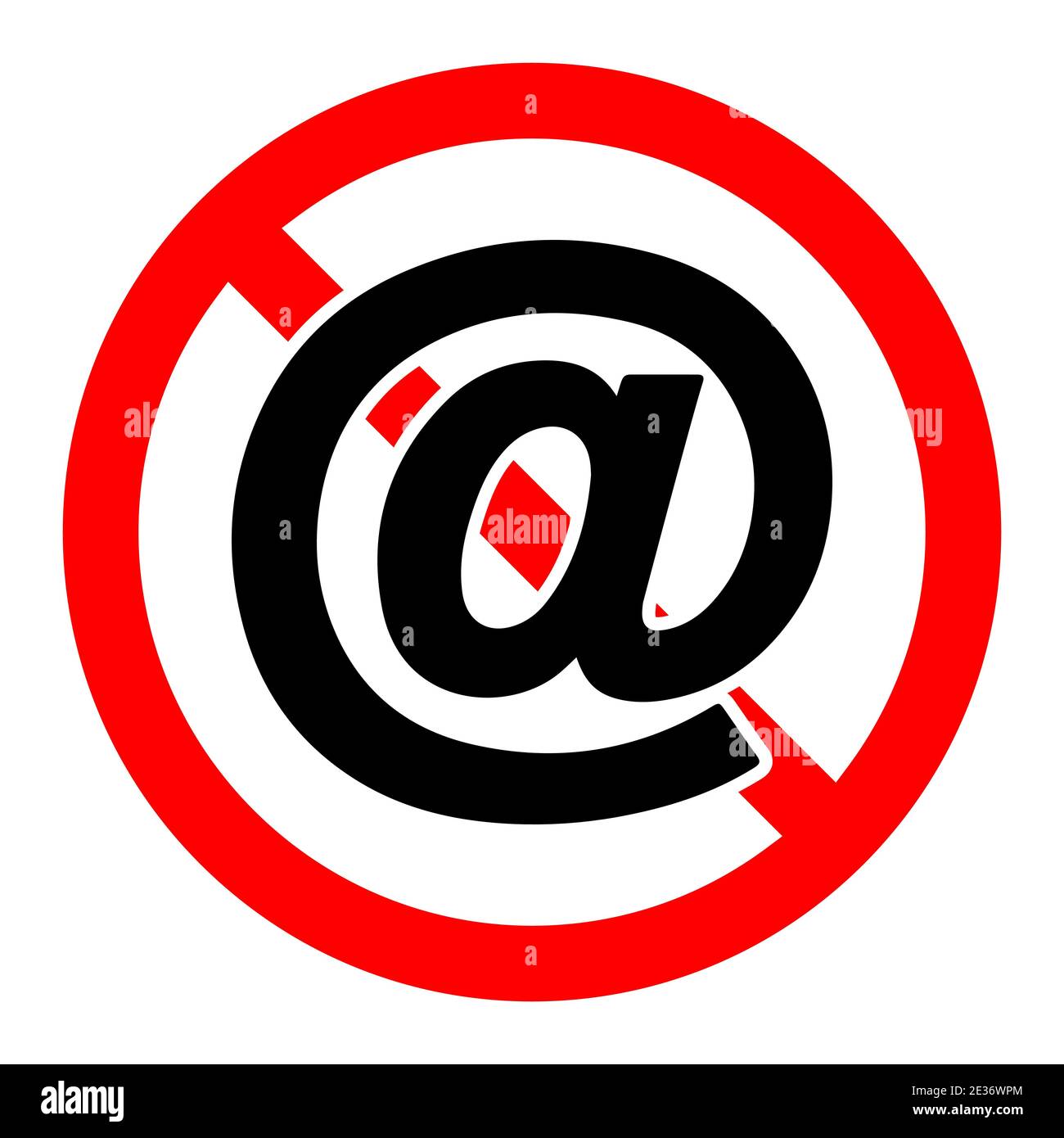 Email ban icon. Email is prohibited. Stop or ban red round sign with ...