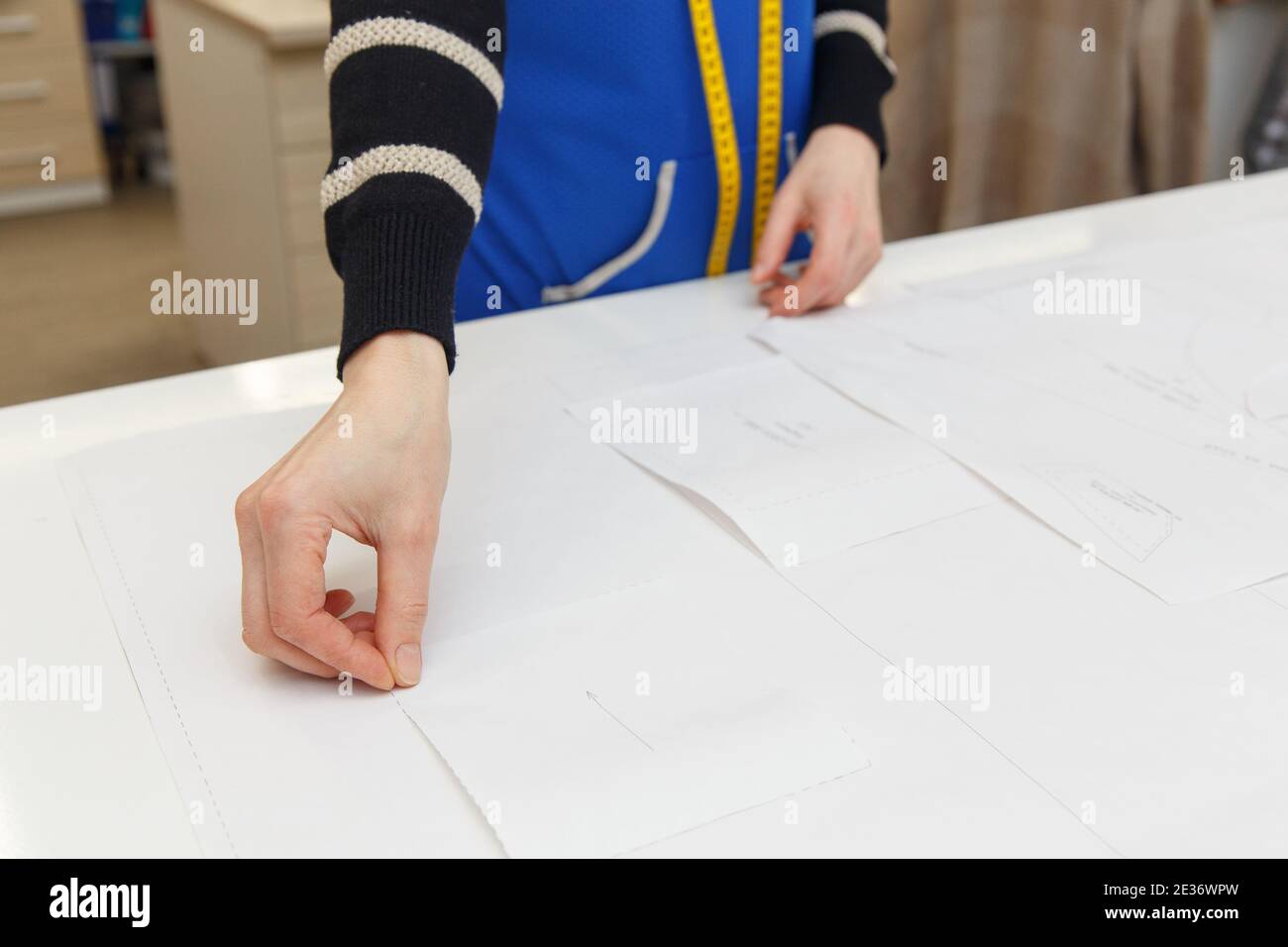 Image of designer hands working in workshop. Woman in process of ...