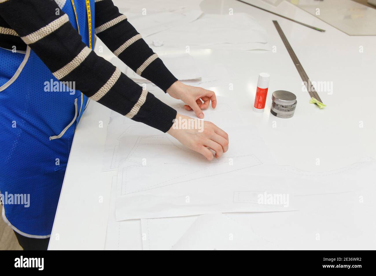Image of designer hands working in workshop. Woman in process of ...