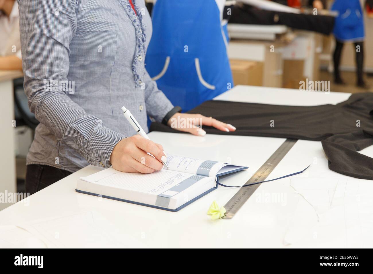 Image of designer hands working in workshop. Woman in process of ...