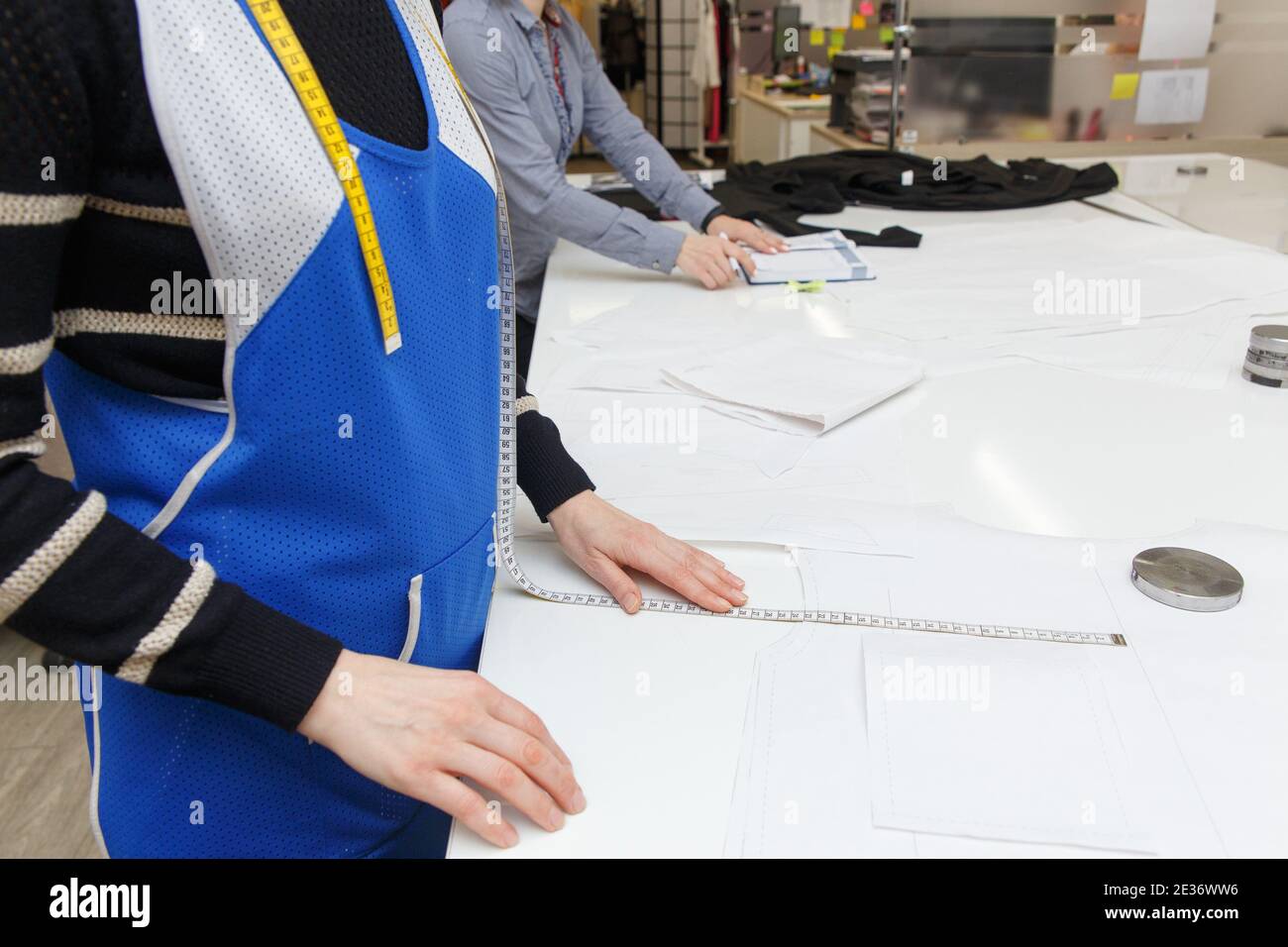 Image of designer hands working in workshop. Woman in process of ...