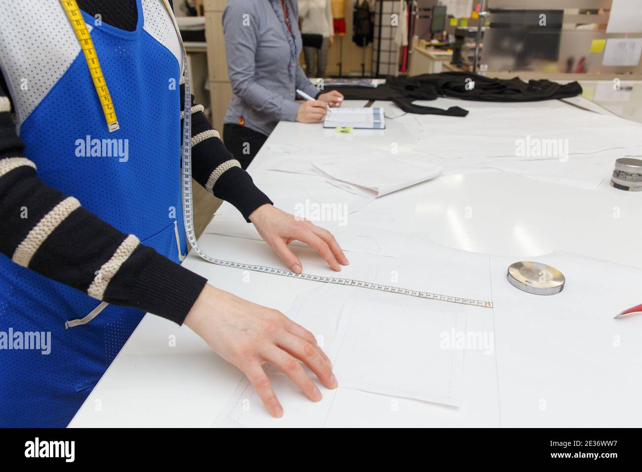 Image of designer hands working in workshop. Woman in process of ...