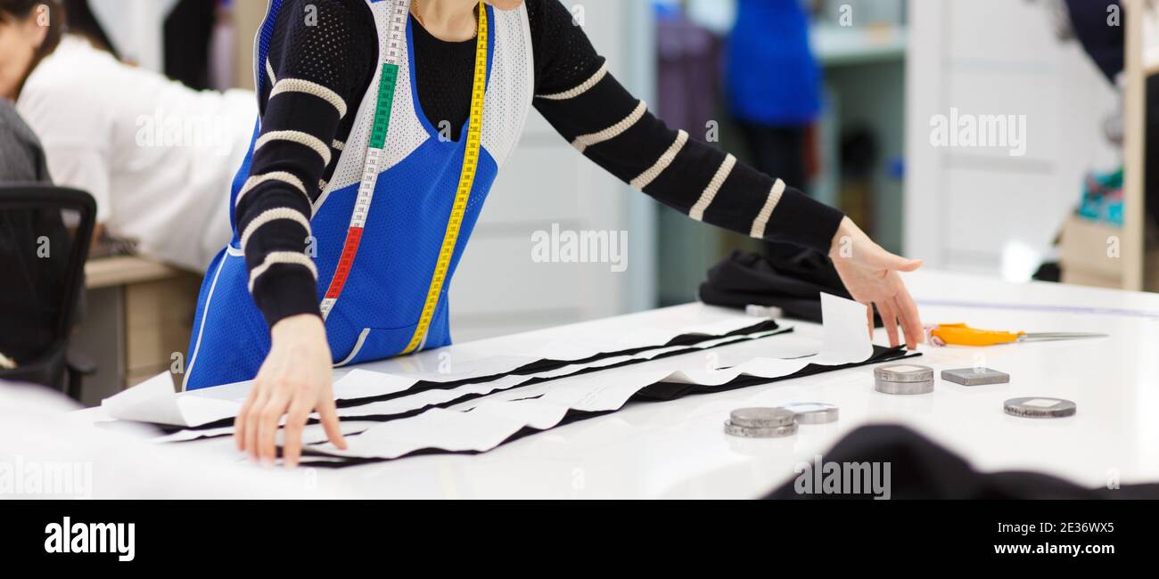 Image of designer hands working in workshop. Woman in process of ...