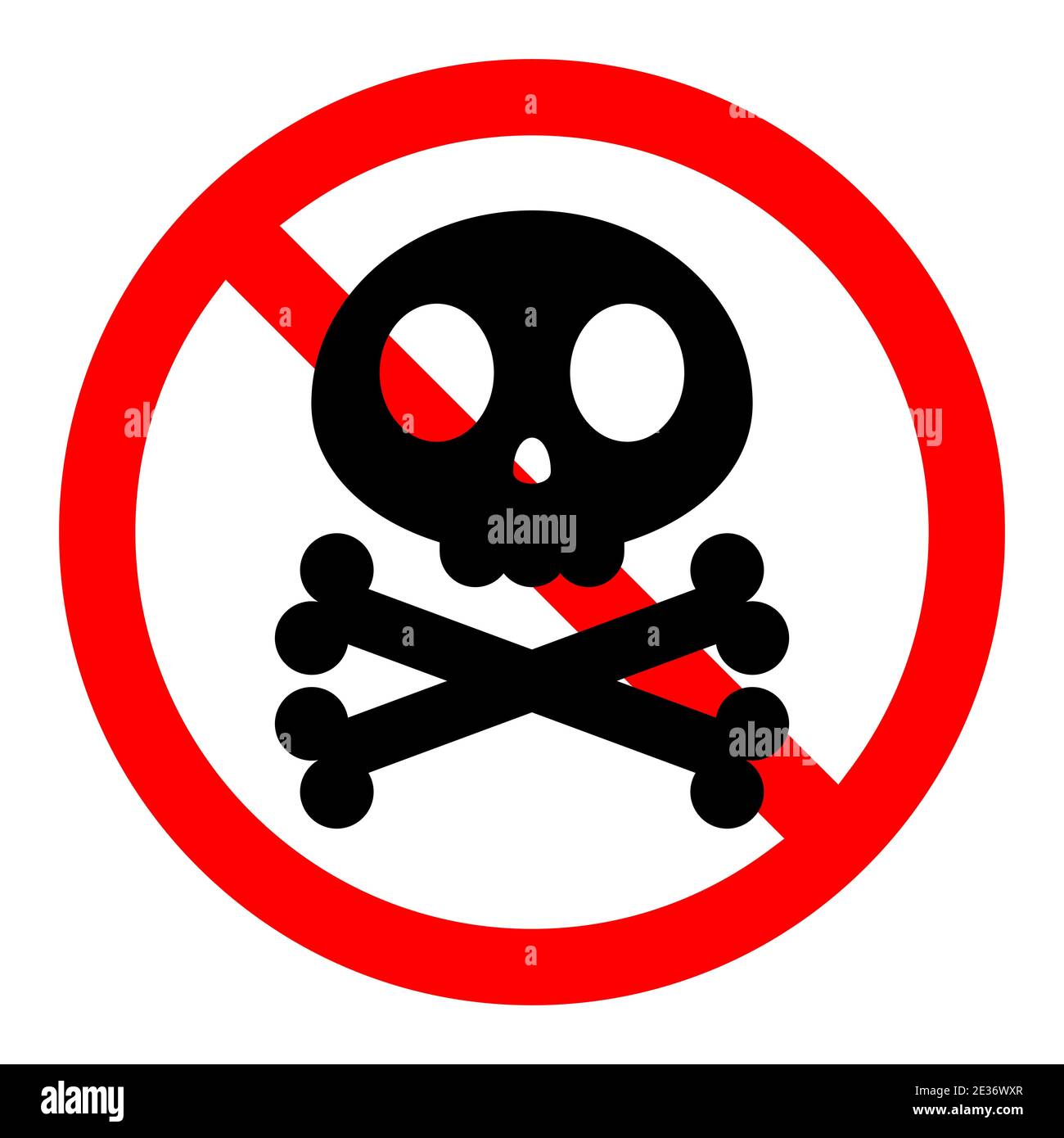 Stop or ban red round sign with skull and crossbones icon. Vector ...