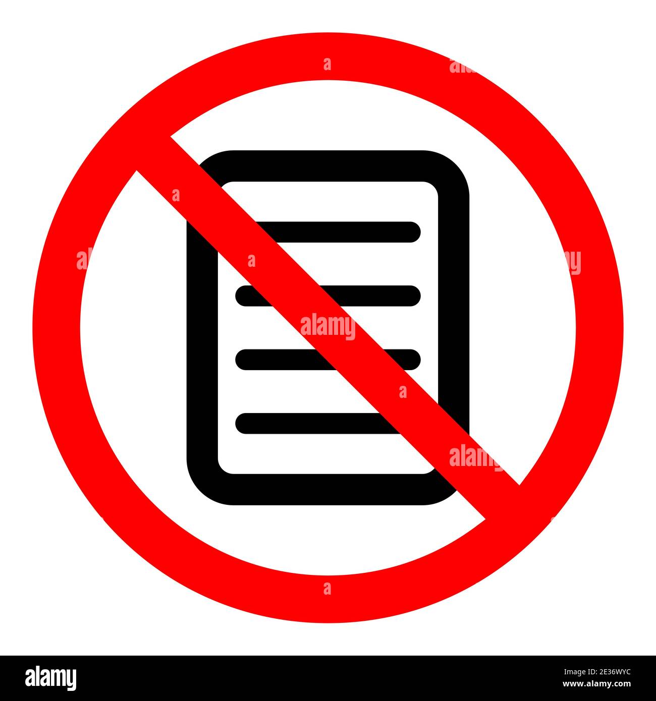 Stop or ban red round sign with document icon. Vector illustration ...