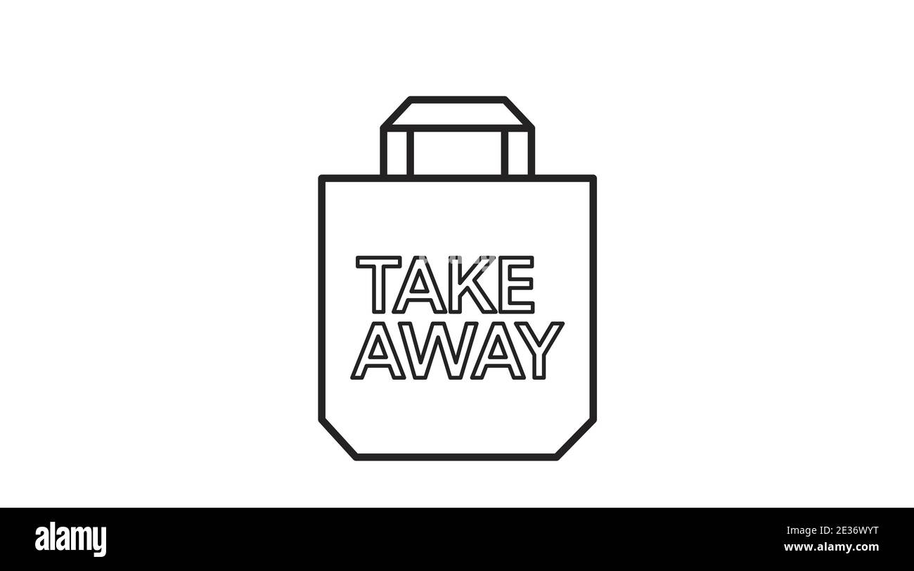 Vector Isolated Black and White Take Away Bag Icon or Sign Stock Vector ...