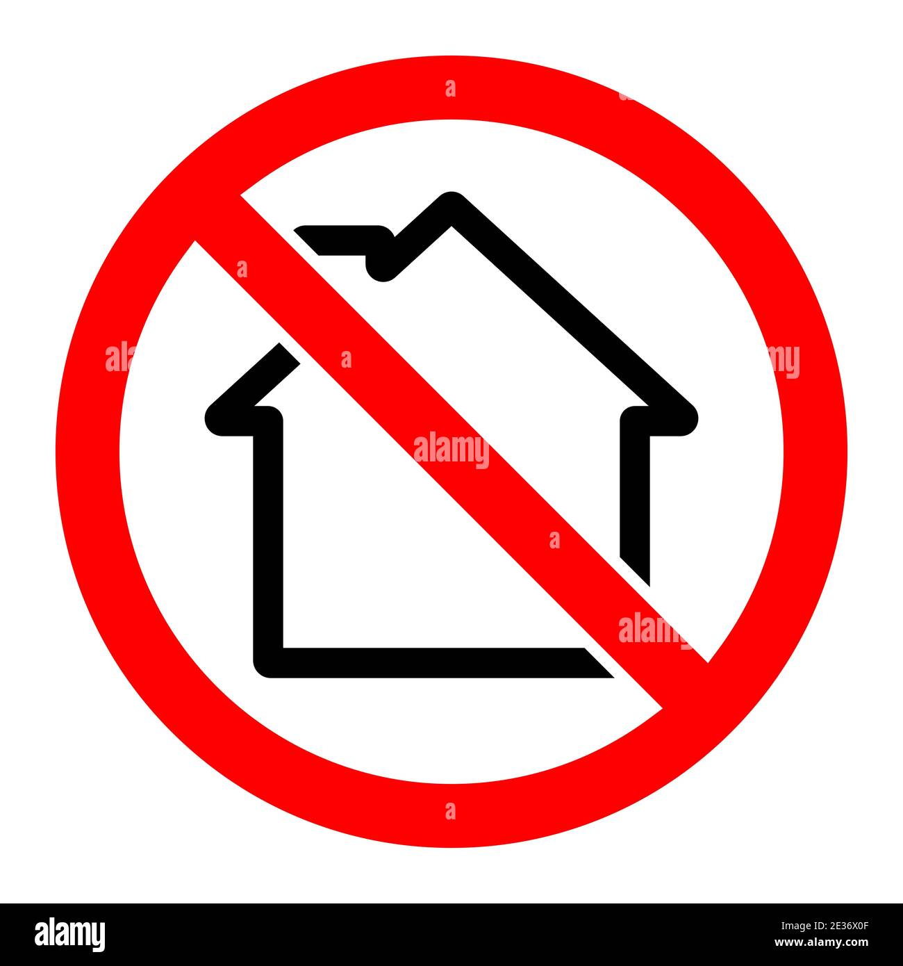 House is prohibited. Stop or ban red round sign with house icon. Vector ...
