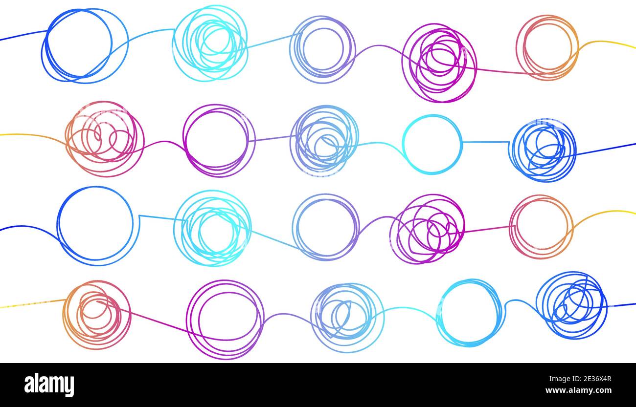 Background with tangled and unraveled doodle hand drawn tangles ...