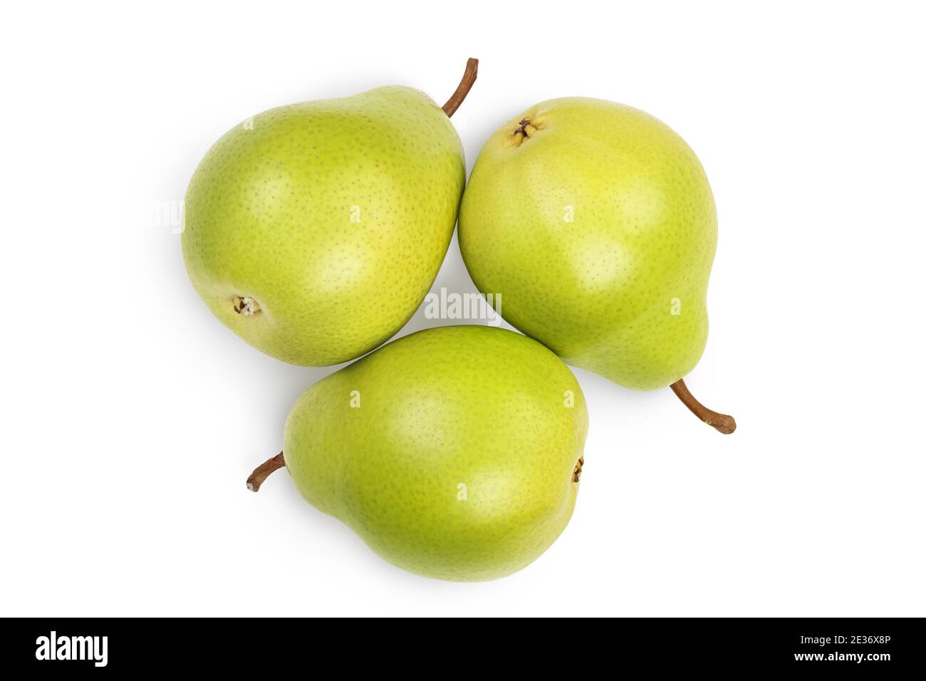 Green pear fruit isolated on white background with clipping path. Top ...