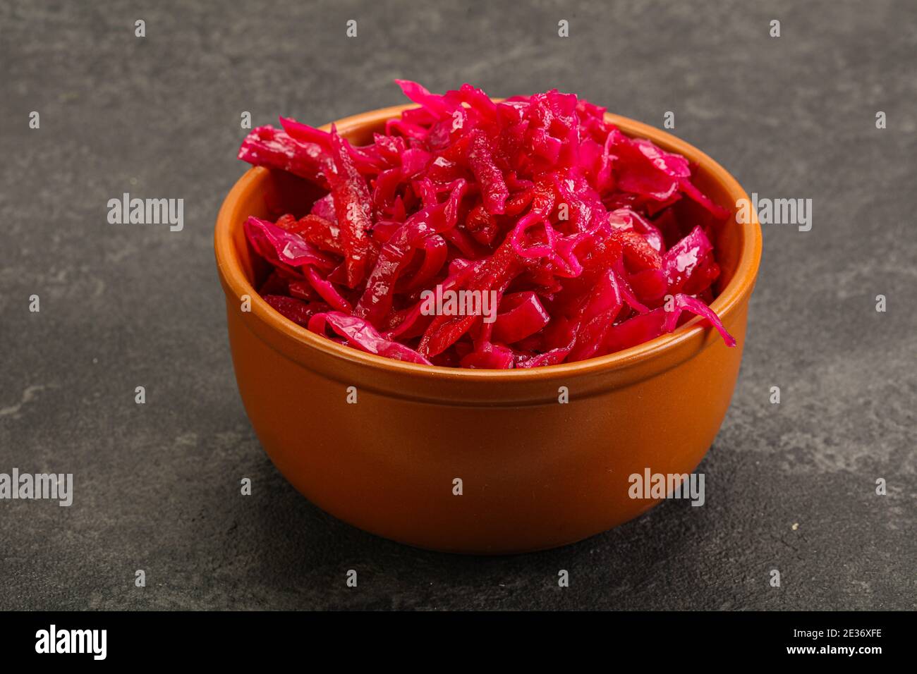 Marinated red cabbage with beetroot in the bowl Stock Photo - Alamy