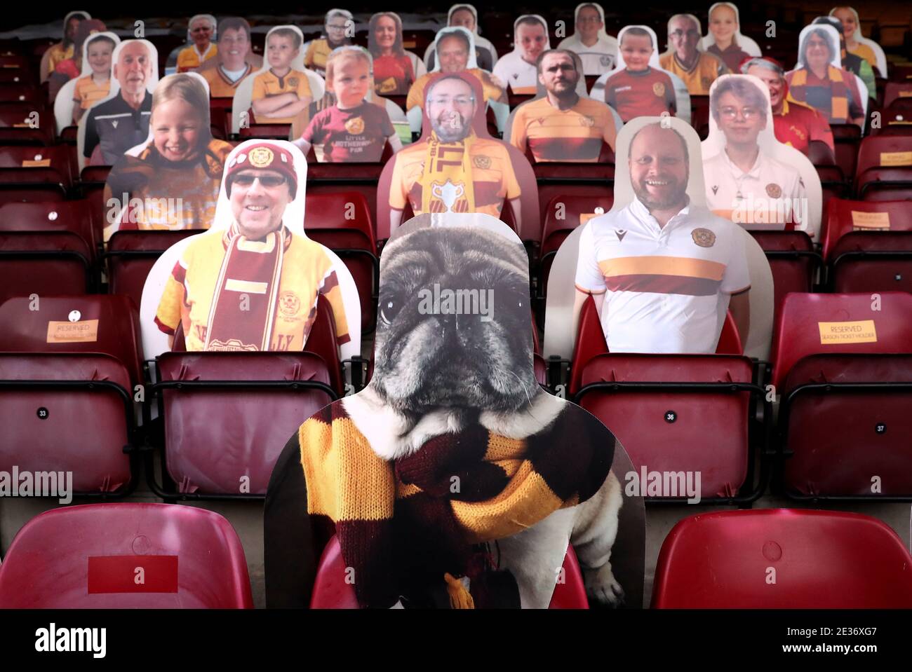 Cardboard cutouts of Motherwell fans in the stands during the Scottish ...