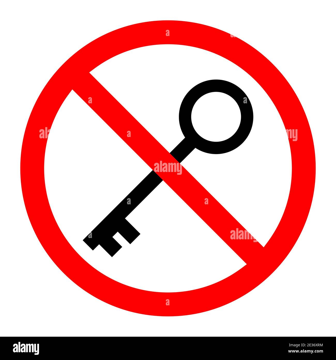 Key is prohibited. No key icon. Stop or ban red round sign with key ...