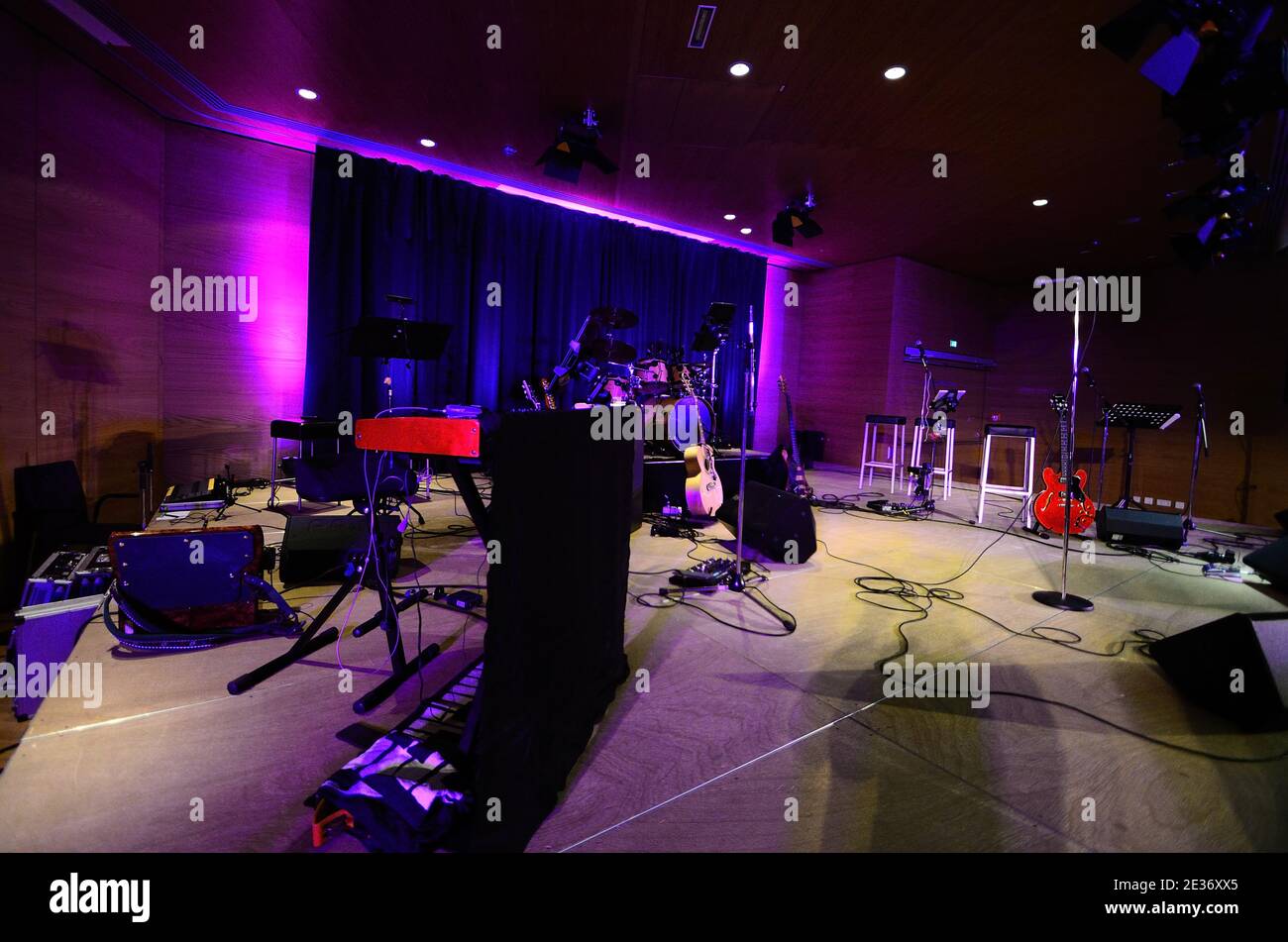 colorful stage with many instruments at a concert Stock Photo - Alamy