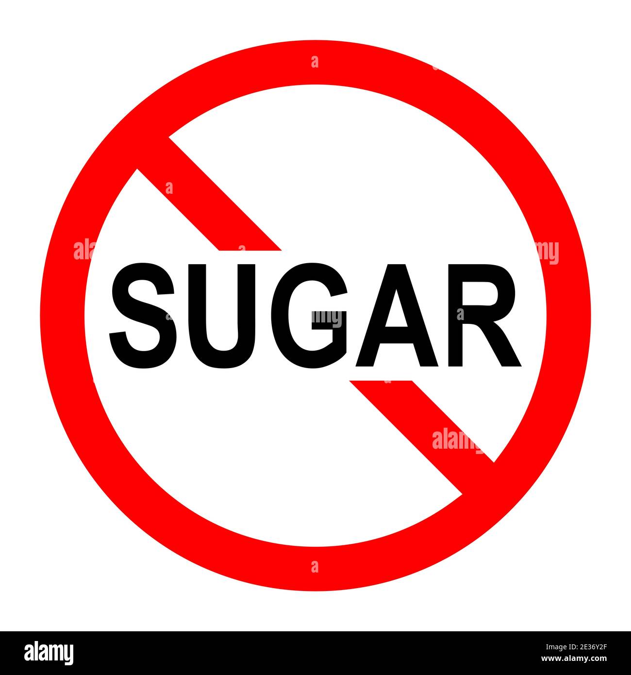 Sugar ban icon. Sugar is prohibited. Stop or ban red round sign with ...