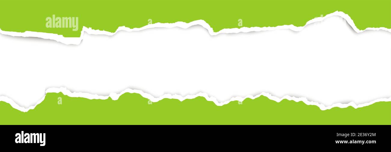 upper and lower part of ripped open paper colored green Stock Vector ...