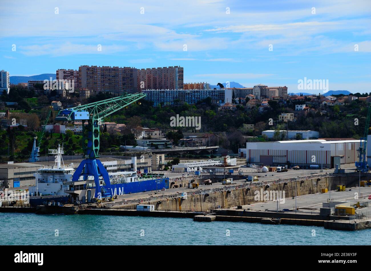 large cranes and dry dock in the port of marseille Stock Photo - Alamy