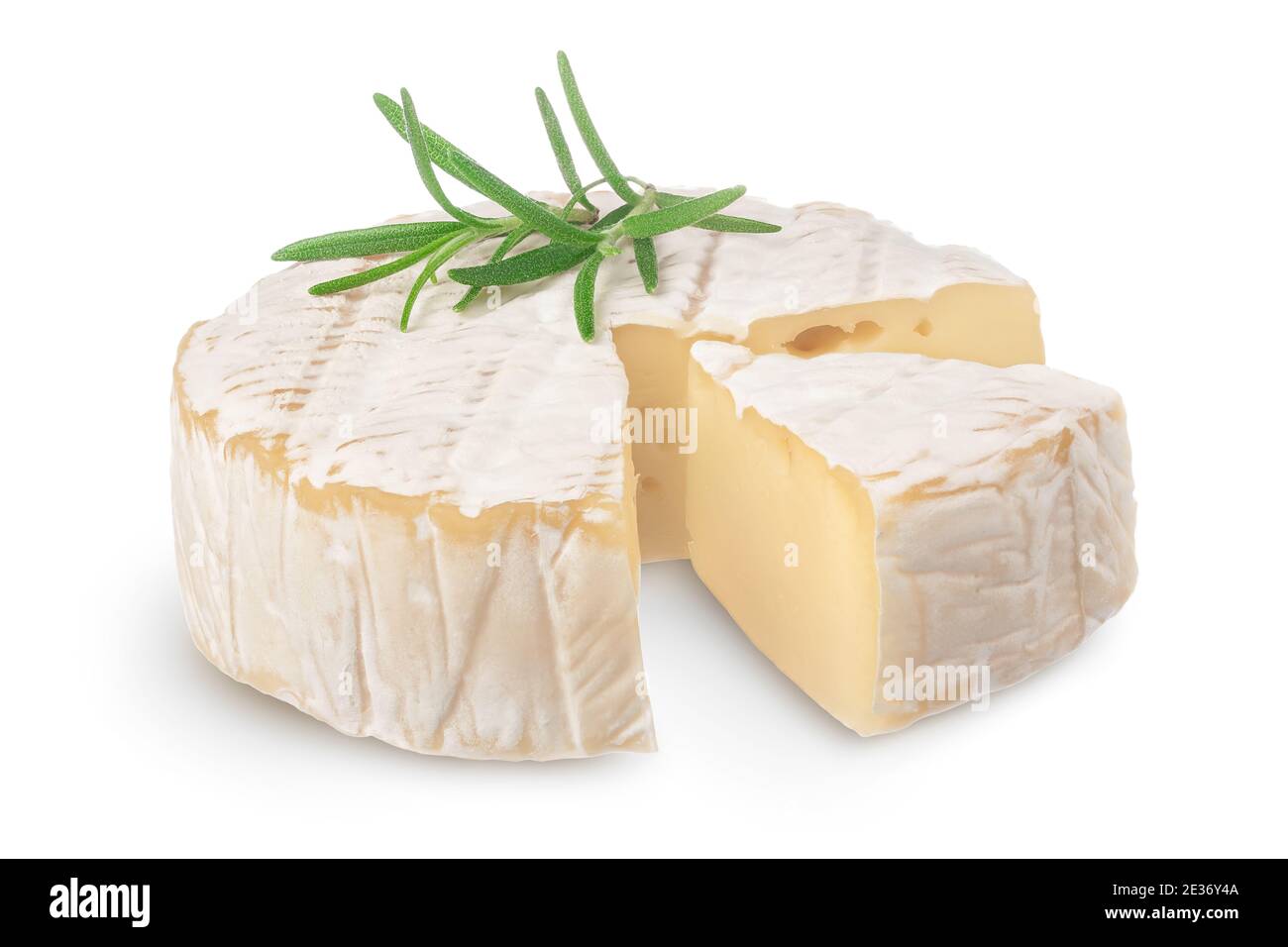 Camembert cheese with rosemary isolated on white background with ...