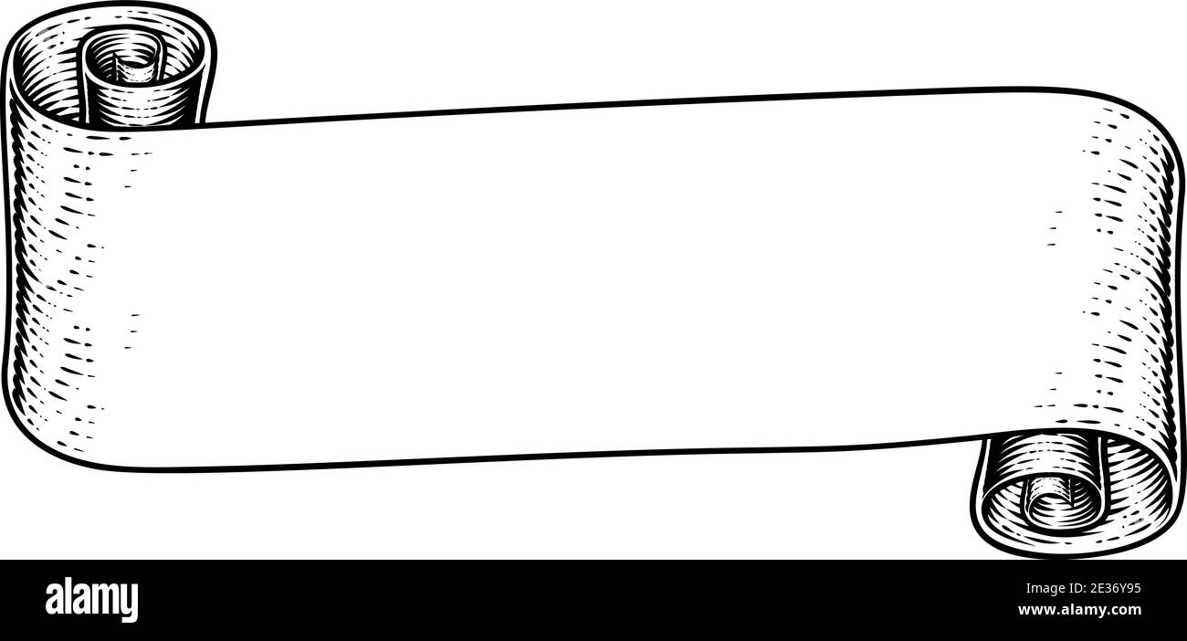 Scroll Vintage Flag Paper Banner Ribbon Woodcut Stock Vector Image ...