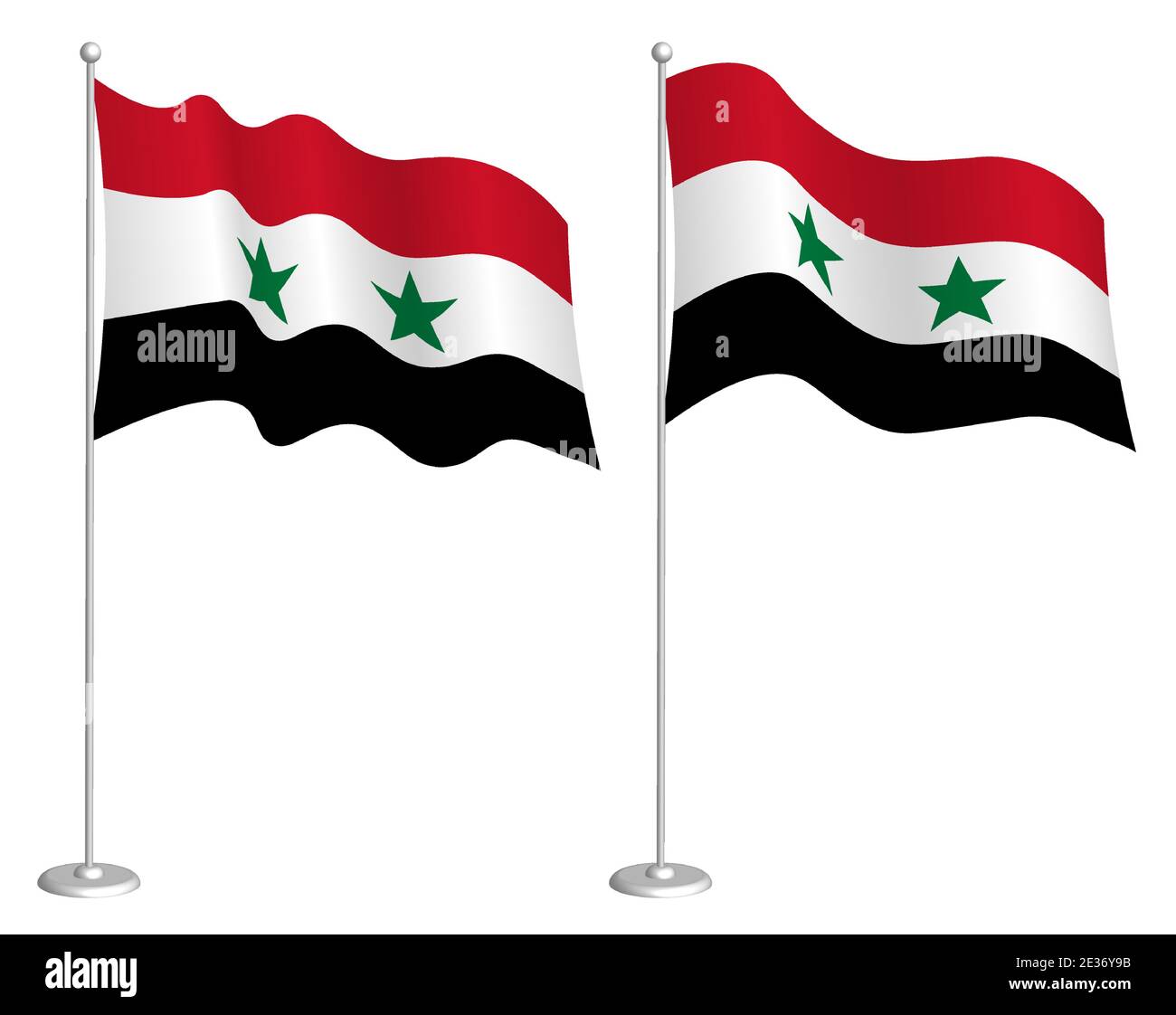 Syria flag on flagpole waving in wind. Holiday design element ...