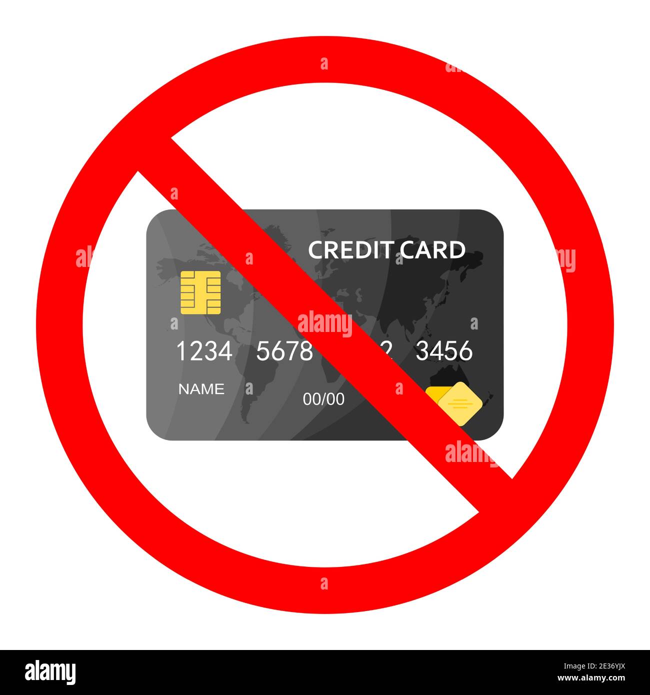 Credit card ban icon. Credit card are prohibited. Stop or ban red round ...