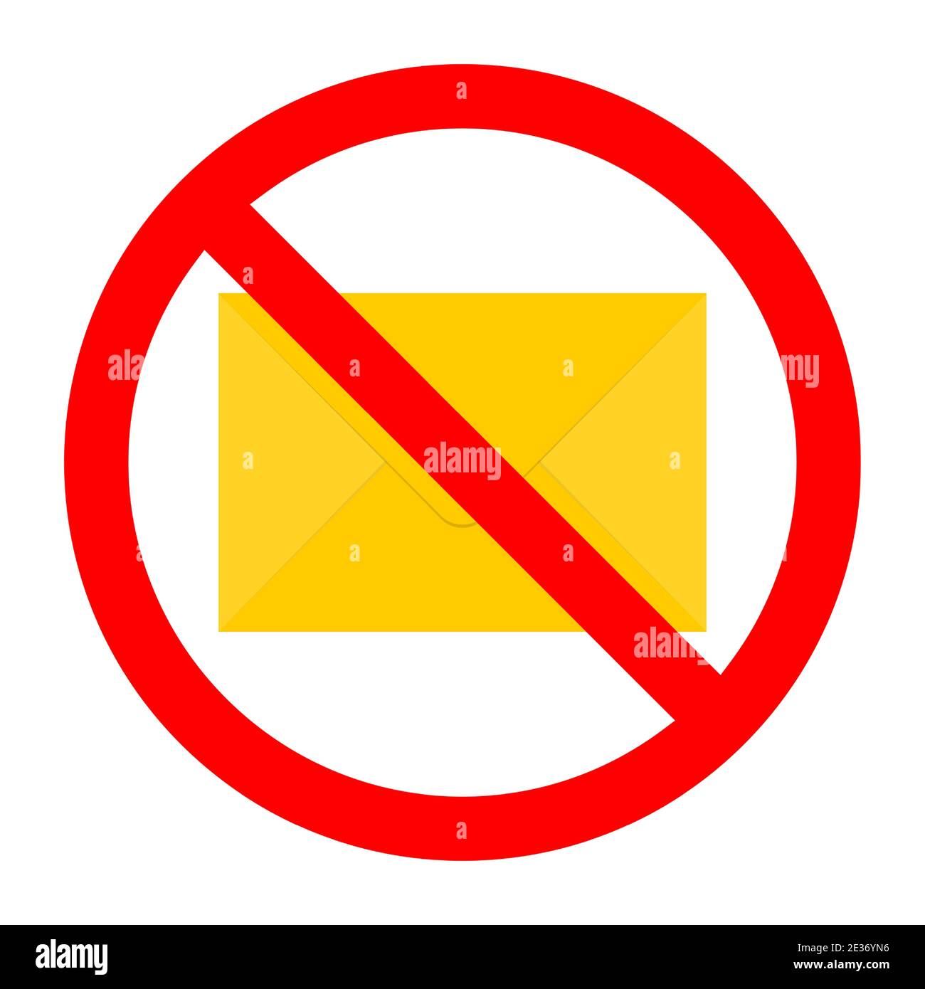 Mail ban icon. Letter is prohibited. Stop or ban red round sign with ...