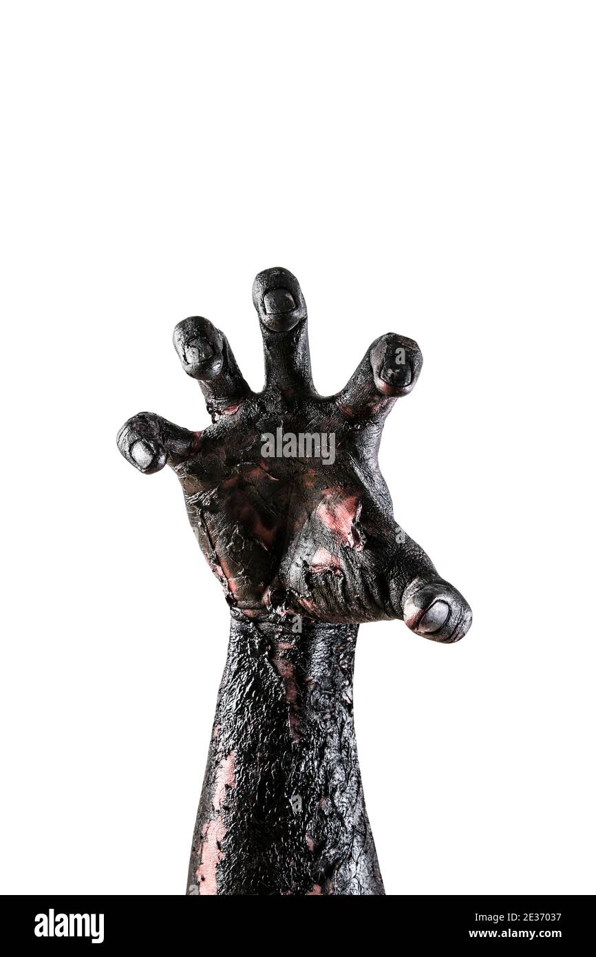 Creepy zombie hand isolated on white background with clipping path ...