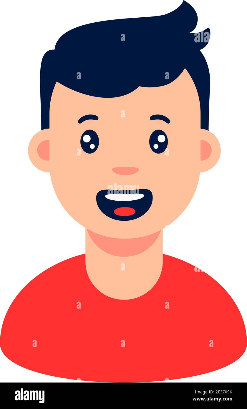Joyful teenage avatar. Schoolboy with enthusiastic expression portrait ...