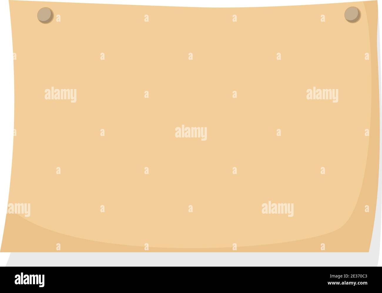 Retro advertisement sheet banner. Yellow blank paper template pinned to ...