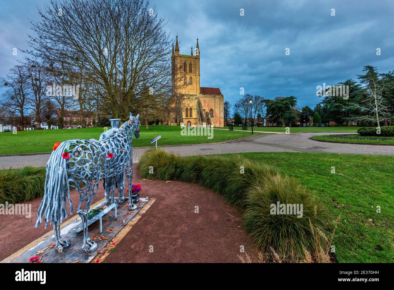 Late afternoon at the Pershore Warhorse Memorial in the Abbey Park ...