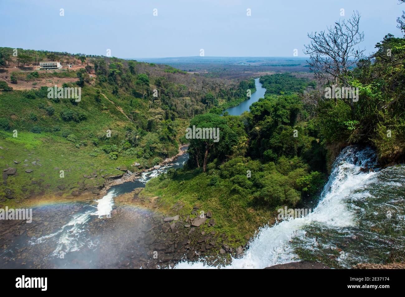 Lucala river flowing out from the Kalandula Falls, Malanje province ...